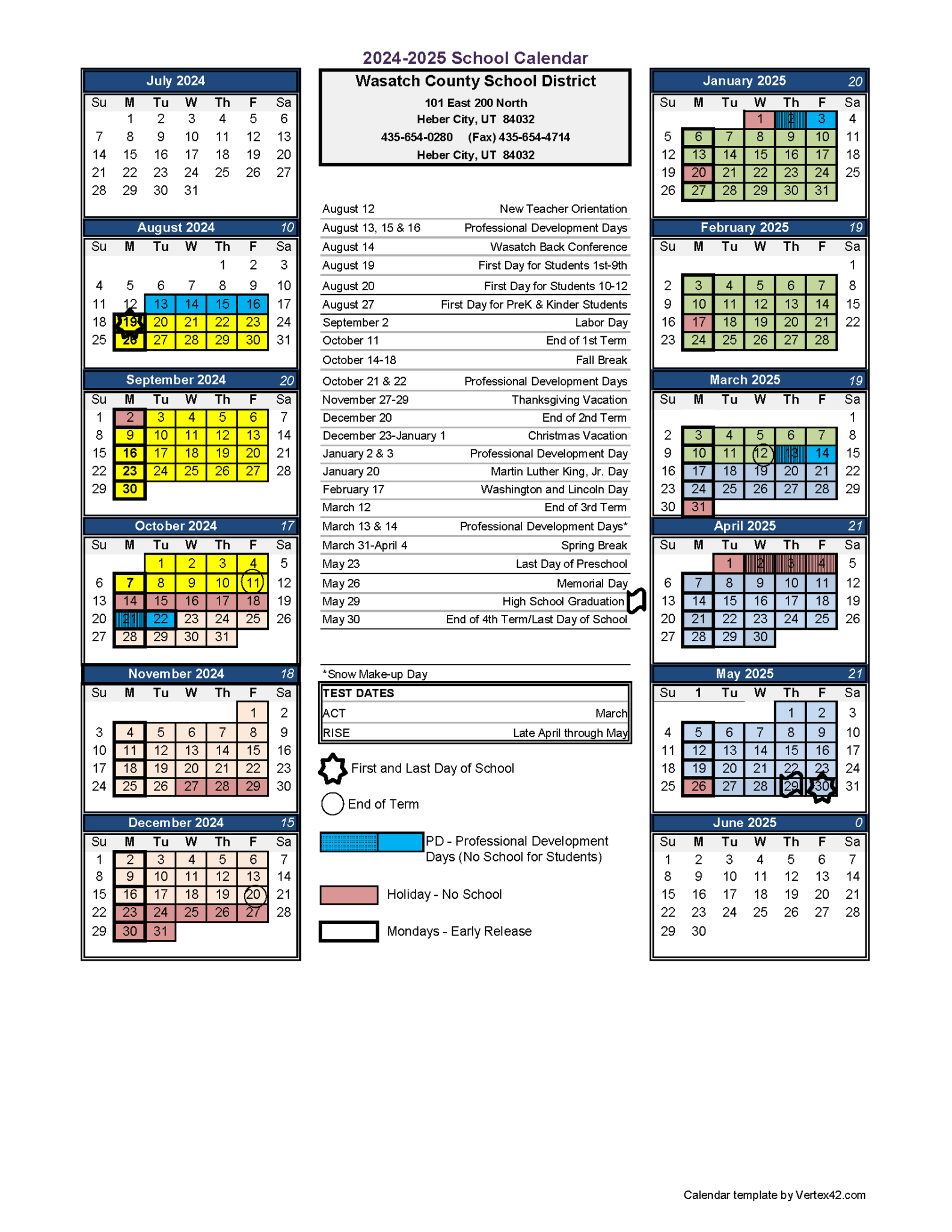 Calendar – Wasatch County School District